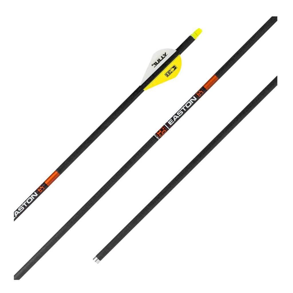 Easton 6.5mm Bowhunter Fletched Arrow Shaft 2in Bully Vane 6pk-340- (O ...